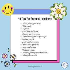 13 tips for improving your personal happiness - Roy Sutton