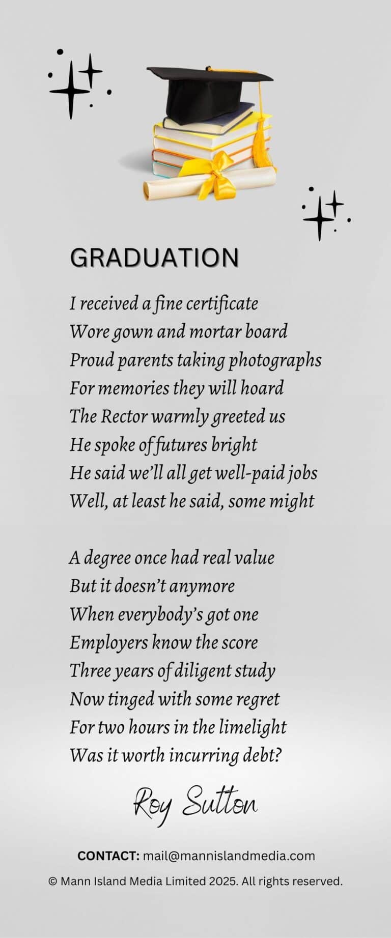 Graduation Poem - An alternative perspective - Roy Sutton